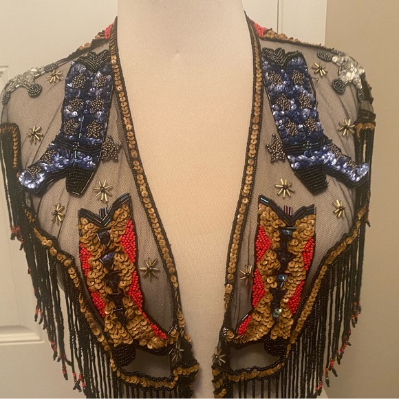 Sharmark | Accessories | Beaded Fringe Scarf Western Boots | Poshmark
